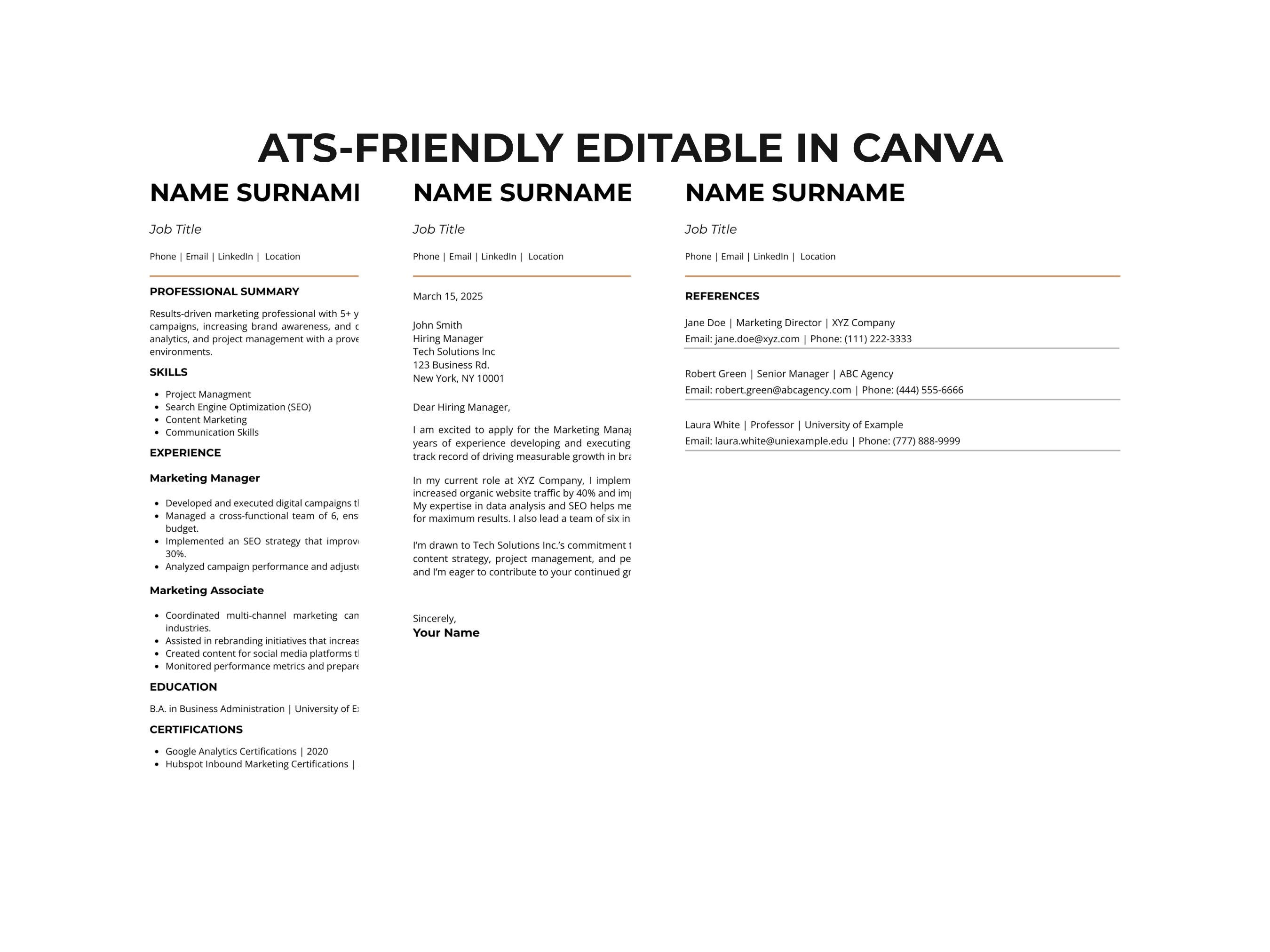 ATS Resume Template | Modern CV Template for Job Applications ...