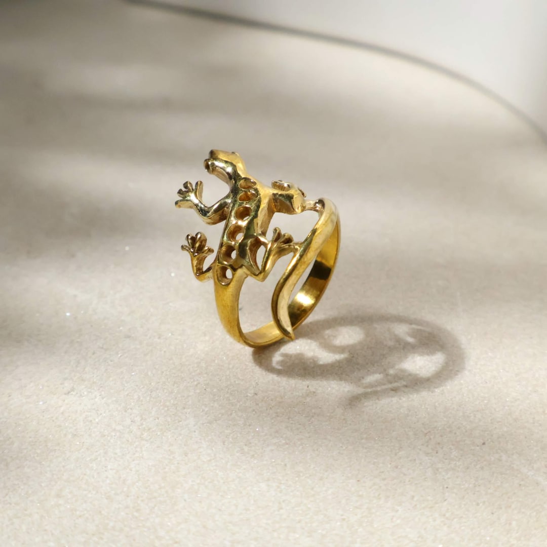 Gold Gecko Ring, Spirit Animal Jewelry - Etsy