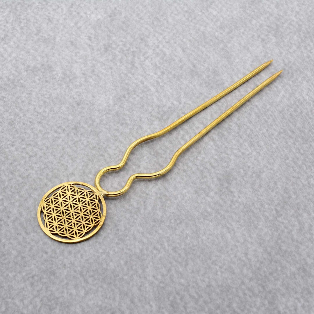 Golden Flower of Life Hair Pin, Bun Holder Hair Fork - Etsy