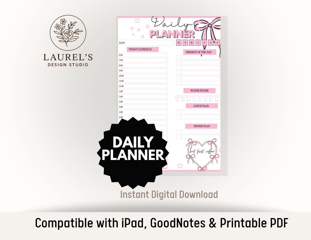 2026 Pink Coquette Daily Planner | Printable Girly Schedule (digital ...