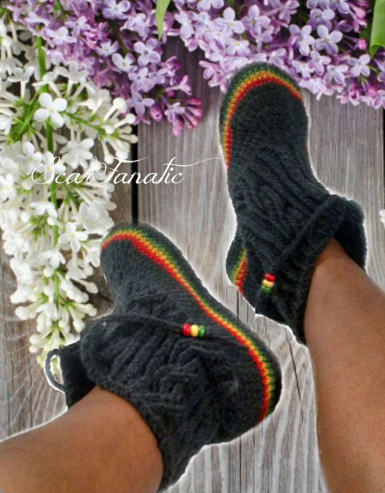 PATTERN Rasta Cabled Boots/slippers Crochet and Knit/ Adults - Etsy