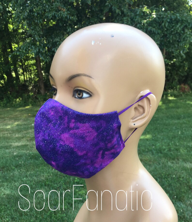 100% Cotton Shades of Purple Face Mask With Sparkles/ MADE IN - Etsy