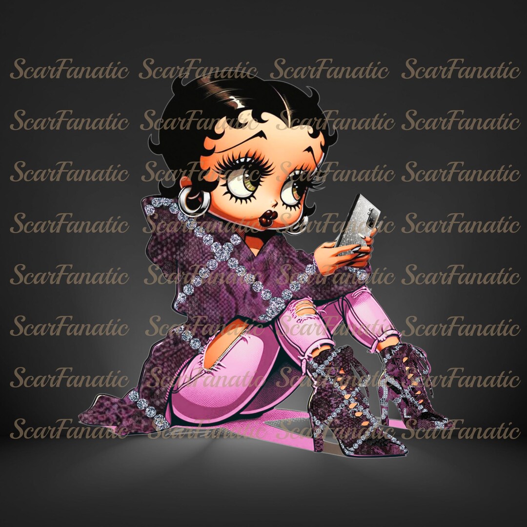 Betty Boop in Snakeskin Pink and Black Hoodie, Pink Ripped Jeans ...