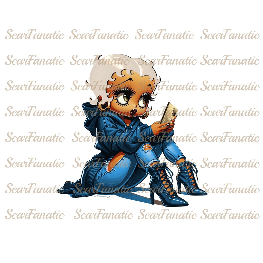 Black Betty Boop in Carolina Blue Hoodie, Ripped Jeans, High Heel Boots ...