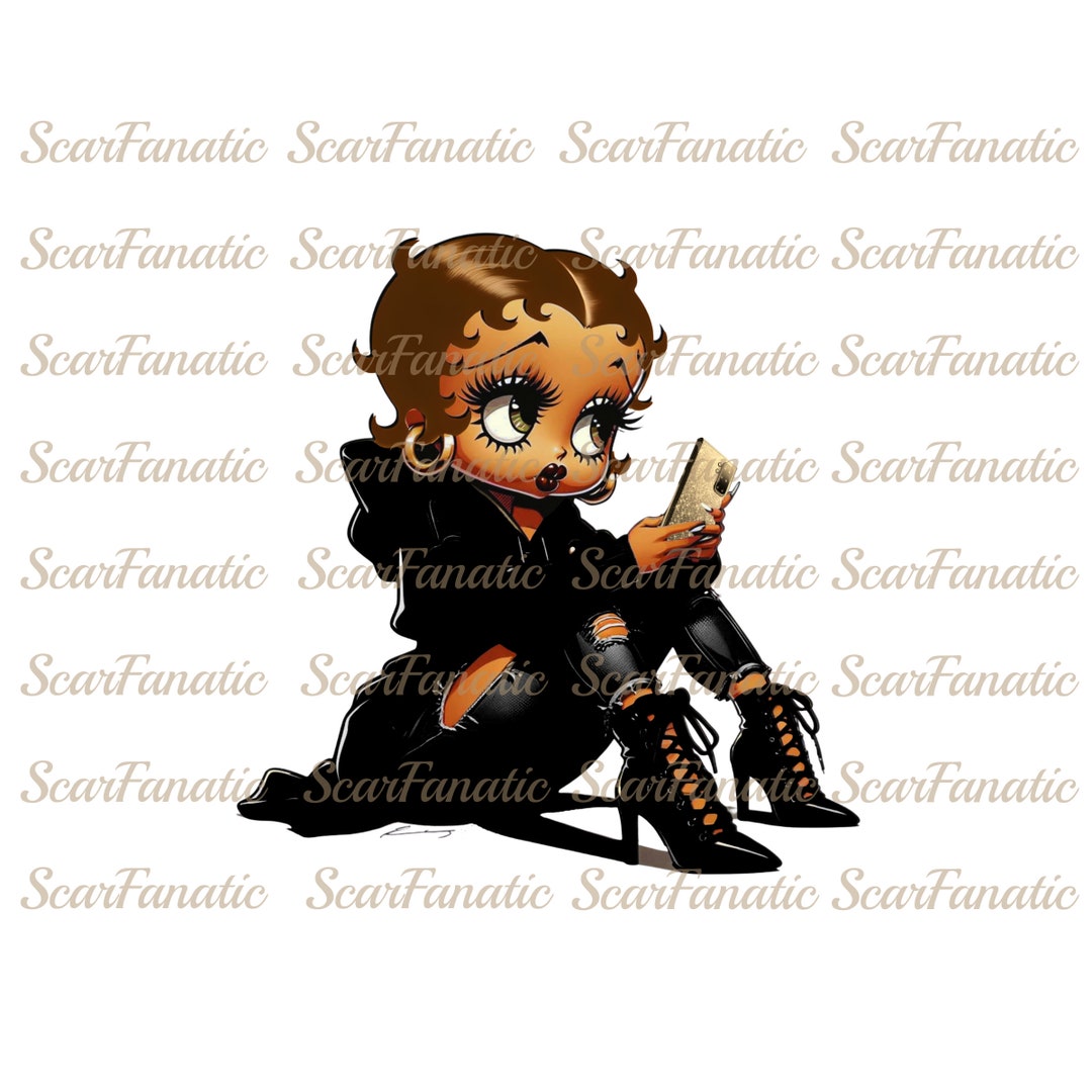 Black Betty Boop in Black Hoodie, Ripped Jeans, High Heel Boots ...