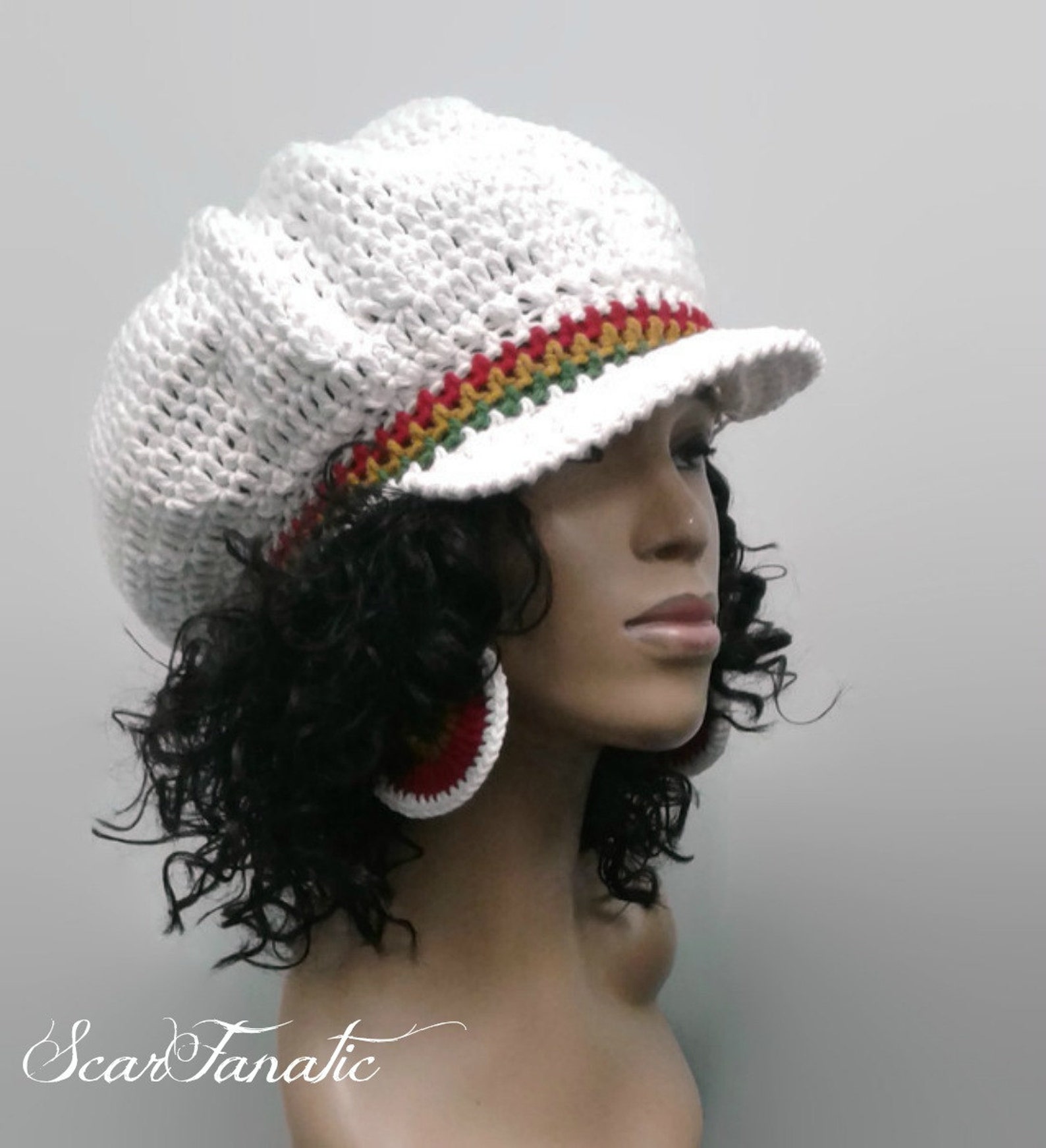PATTERN ONLY Easy Crochet Rasta Brimmed Beanie/newsboy Hat/ Tam 2 ...