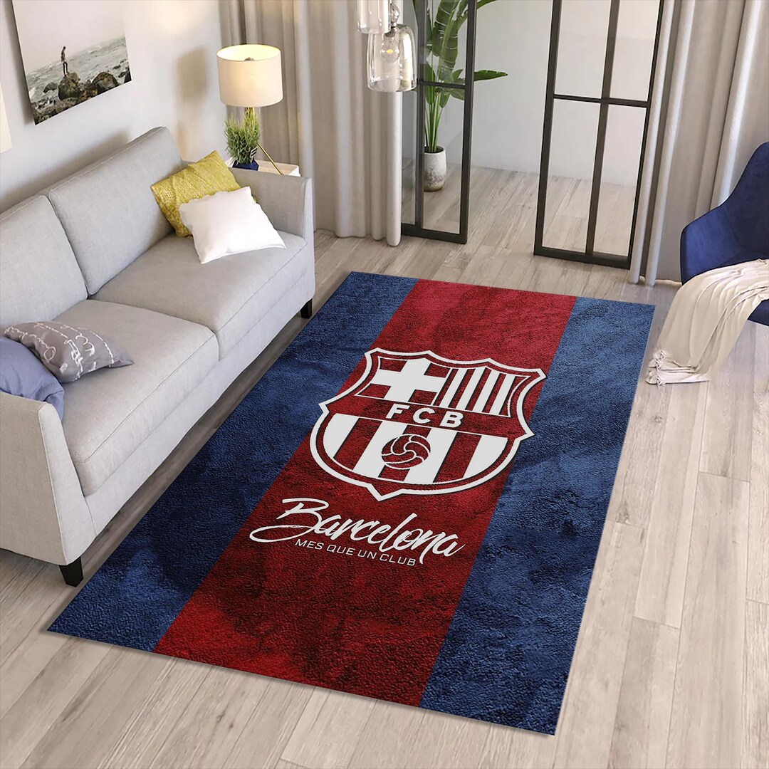 Barcelona Fc Rug, Gaming Decor Rug, Area Rug, Boys Rooom Rug, Football ...