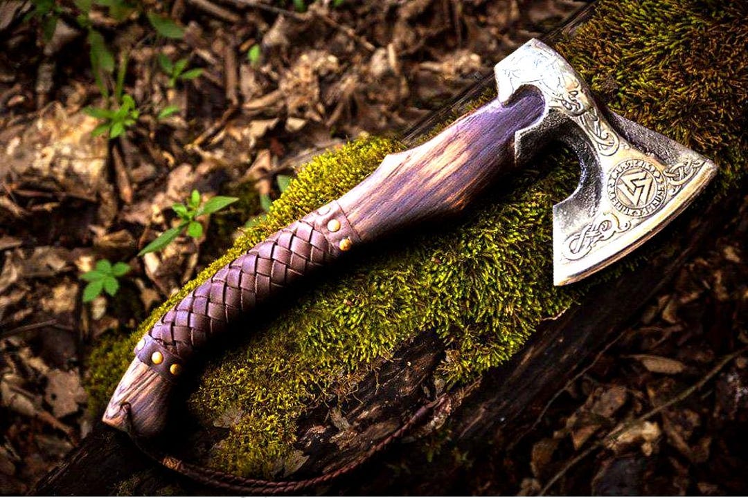 Handcrafted Viking Axe – Decorative Norse Hatchet With Etched Blade ...