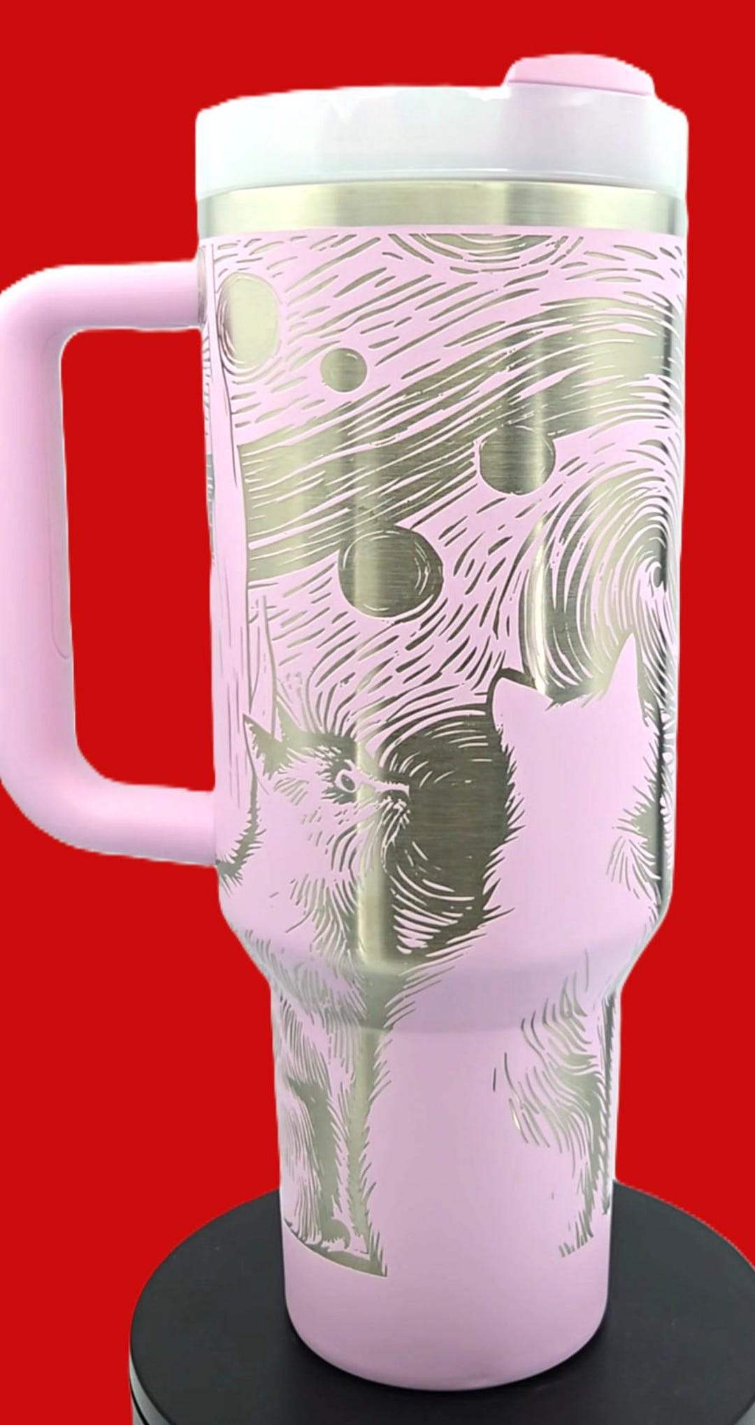 Laser Engraved Stanley Tumbler 40 Oz | Cat & Starry Night | Cherry ...