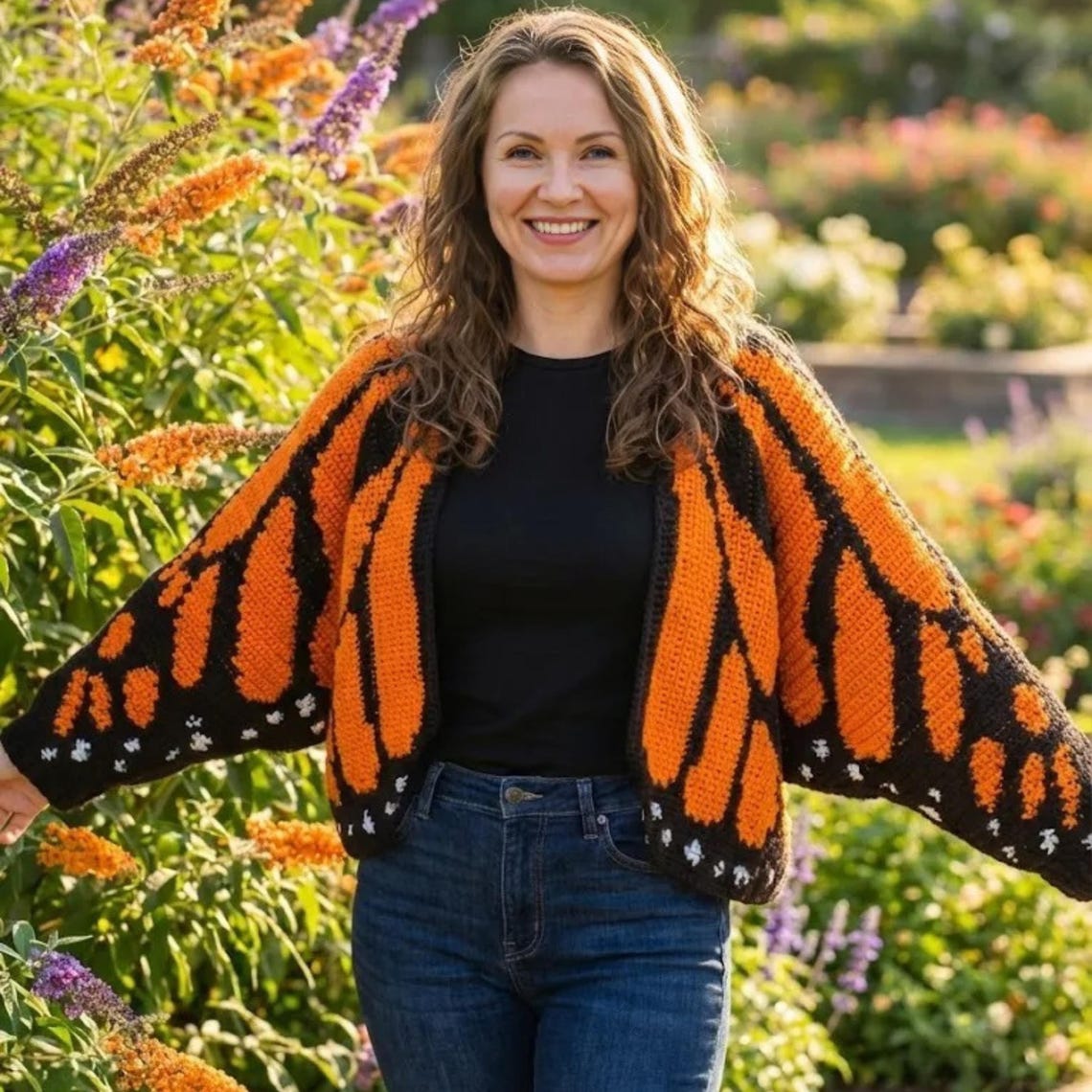 Monarch Butterfly Crochet Cardigan Pattern – Tapestry Sweater DIY (PDF ...