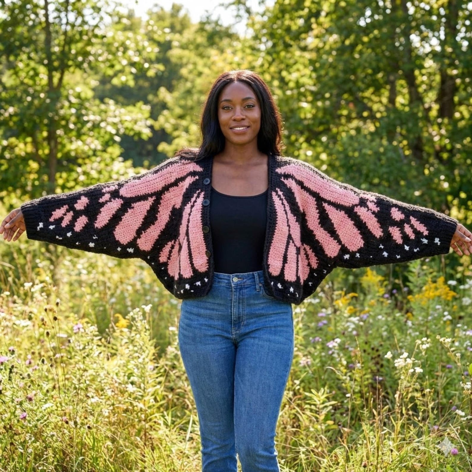 Monarch Butterfly Crochet Cardigan Pattern – Tapestry Sweater DIY (PDF ...