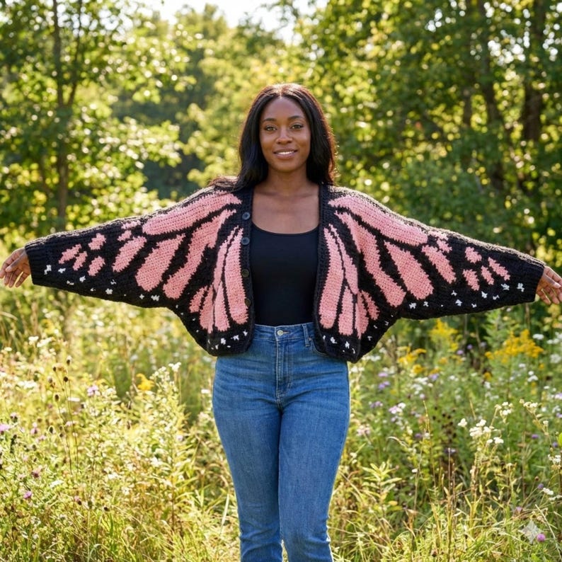 Monarch Butterfly Crochet Cardigan Pattern – Tapestry Sweater DIY (PDF ...