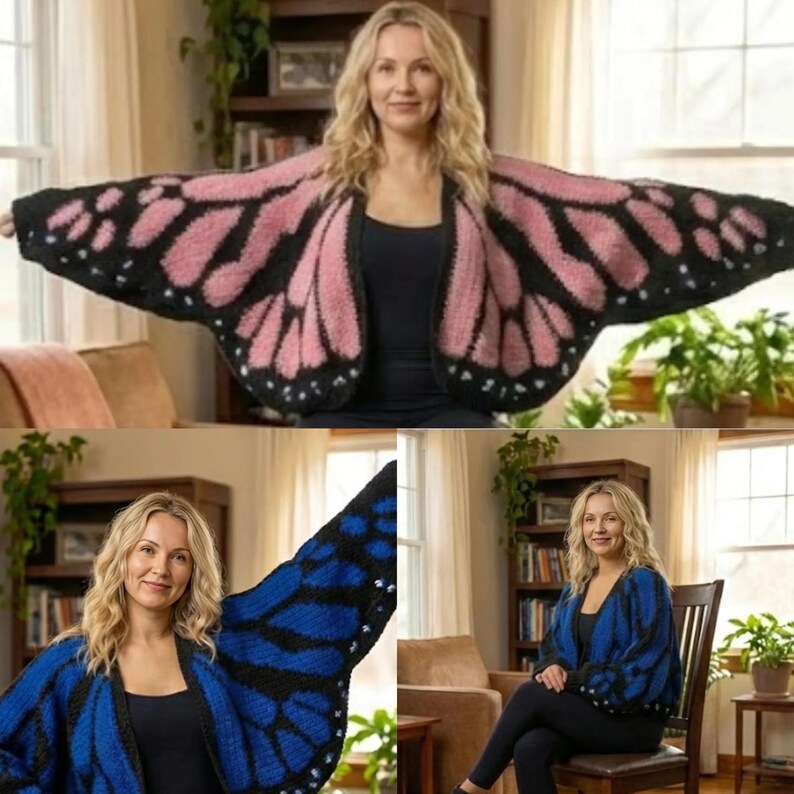 Monarch Butterfly Cardigan Crochet Pattern | Oversized Wing Sweater ...