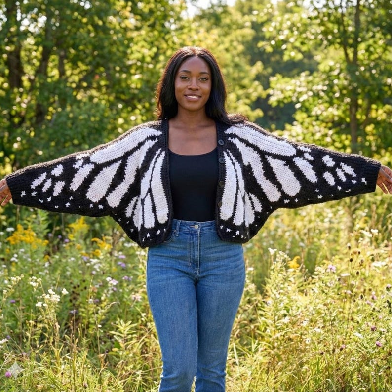 Monarch Butterfly Crochet Cardigan Pattern – Tapestry Sweater DIY (PDF ...