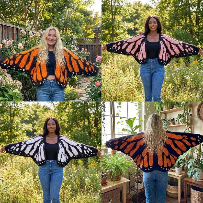 Monarch Butterfly Crochet Cardigan Pattern – Tapestry Sweater DIY (PDF ...