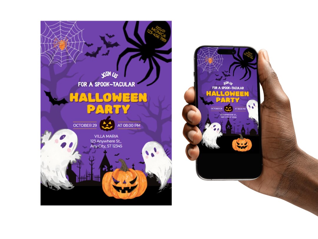 Spooktacular Halloween Party Invitation, Editable Template (digital ...