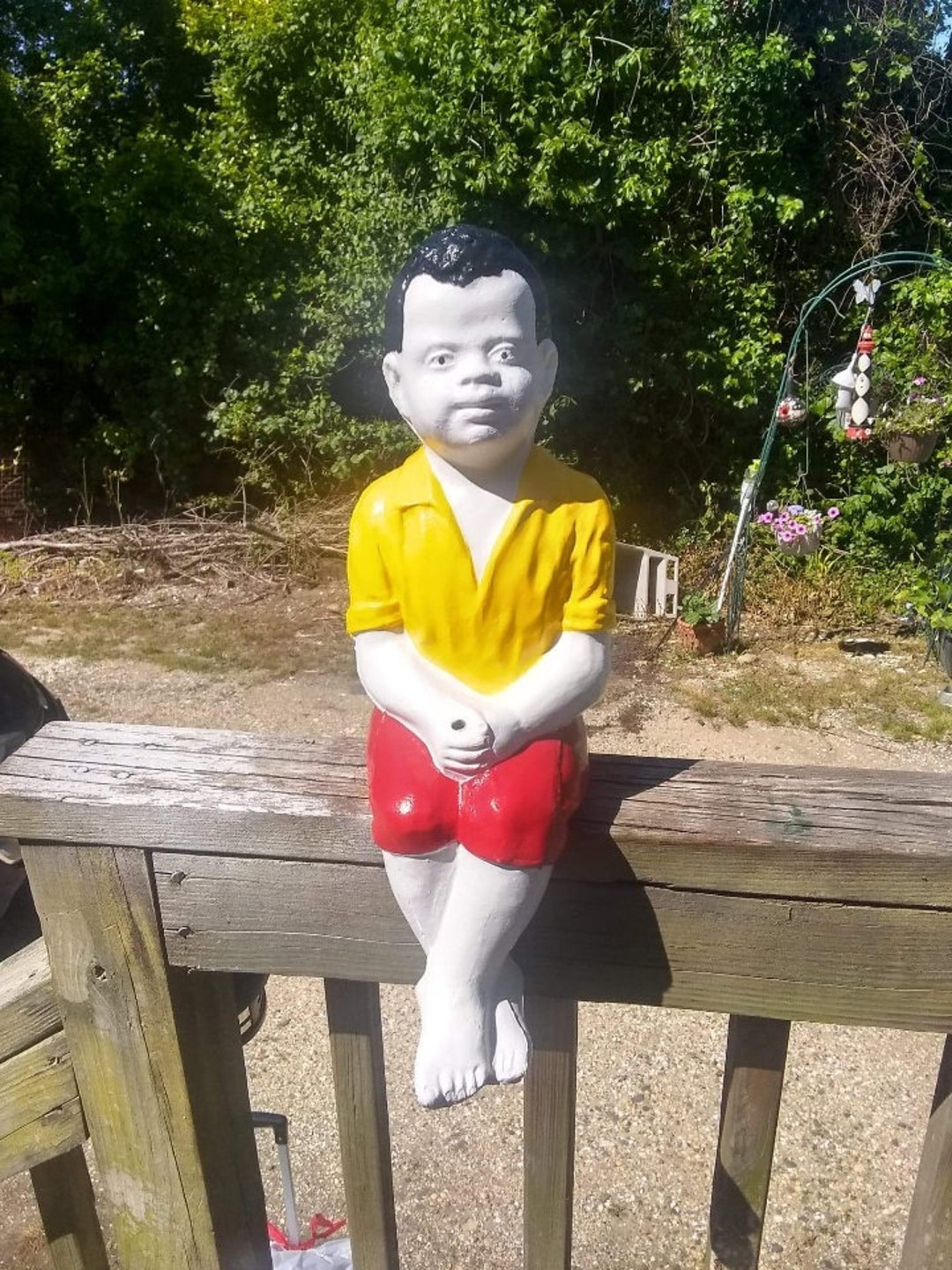 Fishing Boy Jr. Concrete Statue W.. Bamboo Cane..now on Sale. - Etsy