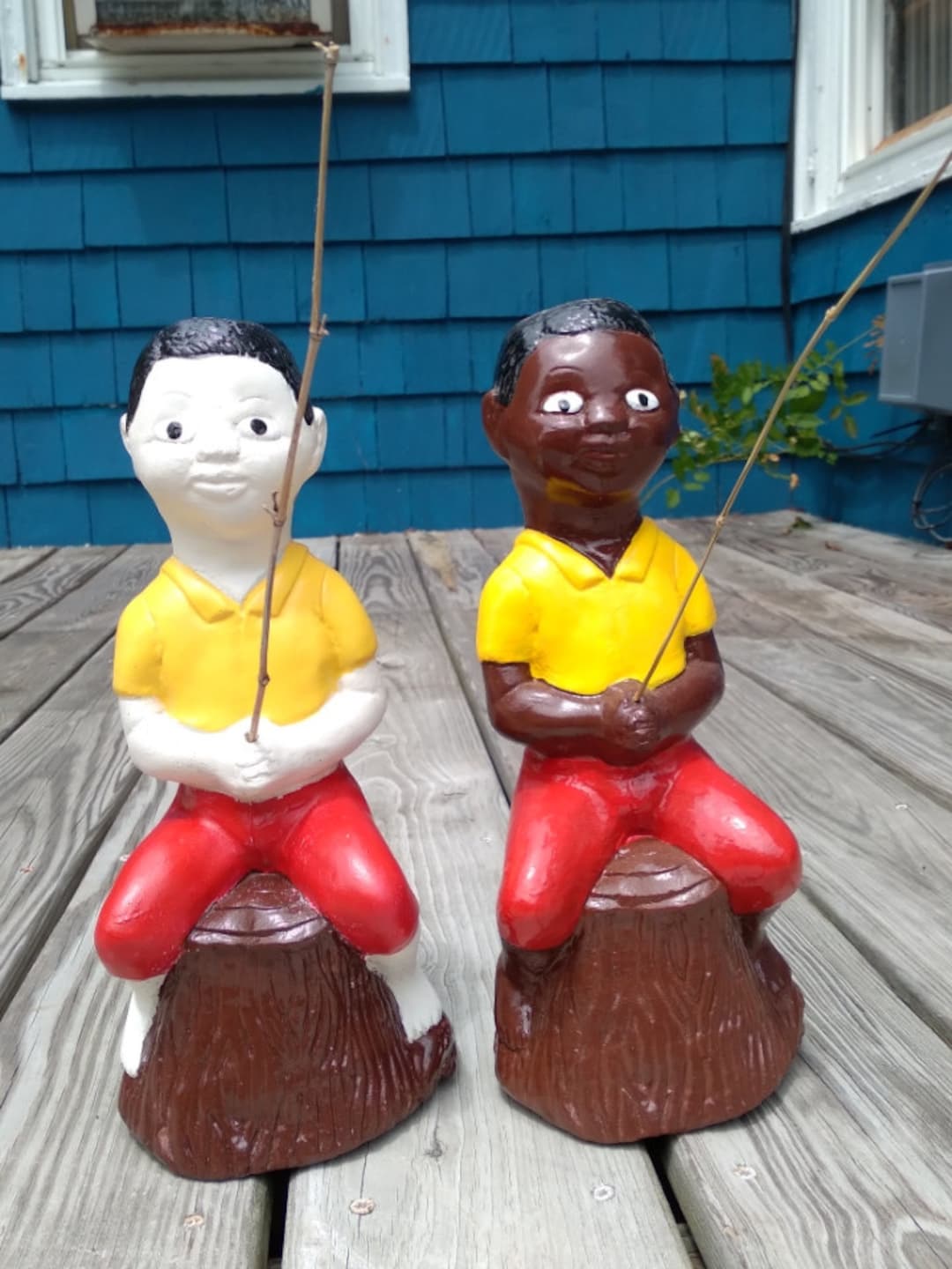 Concrete Adorable Fishing Boy Best Deal 14 Inch. New Lower Price...fast ...