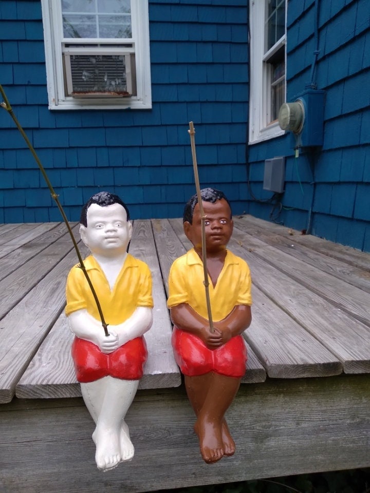 Adorable Fishing Buddy... Concrete Fishing Statue..first Overall Pick ...