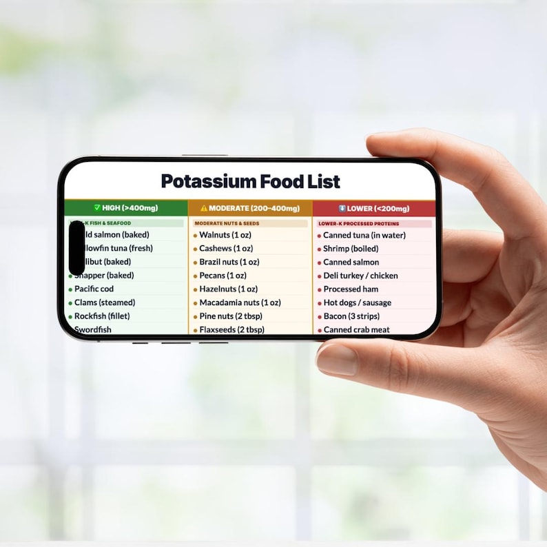 Potassium Food List Printable PDF, Low Vs High Potassium Diet Food List ...