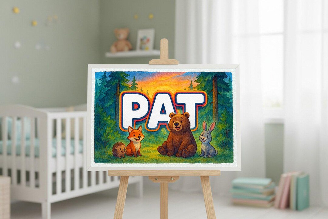 Pat Name Art - Personalized Forest Name Art Print for Pat - Kids ...