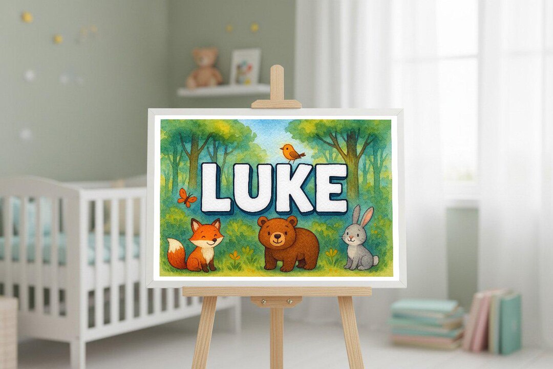 Luke Name Art - Personalized Woodland Animals Name Art Print for Luke ...