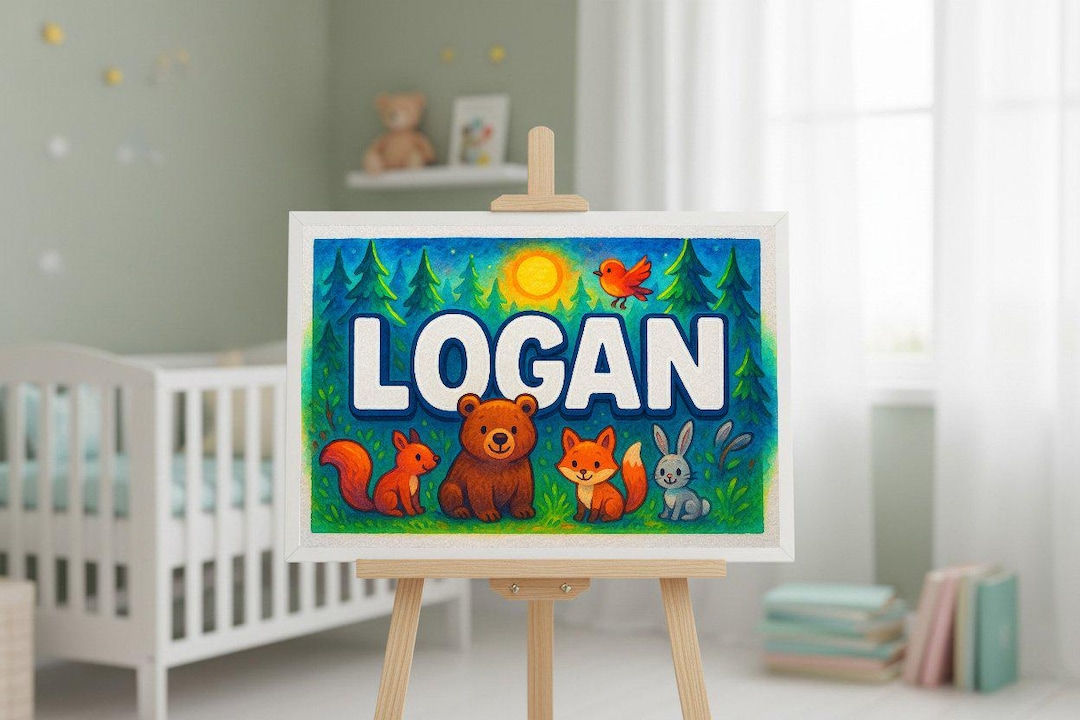 Logan Name Art - Personalized Woodland Name Art Print: Logan's Forest ...