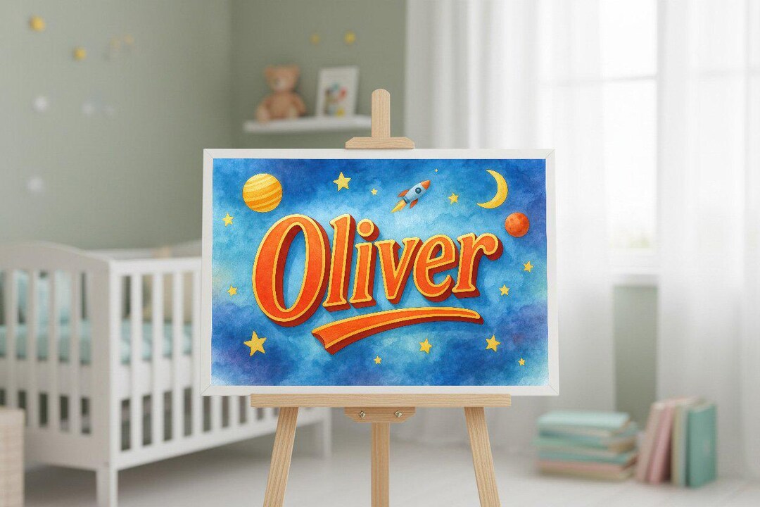 Oliver Name Art - Digital Download - Cosmic Space Adventure for Oliver ...