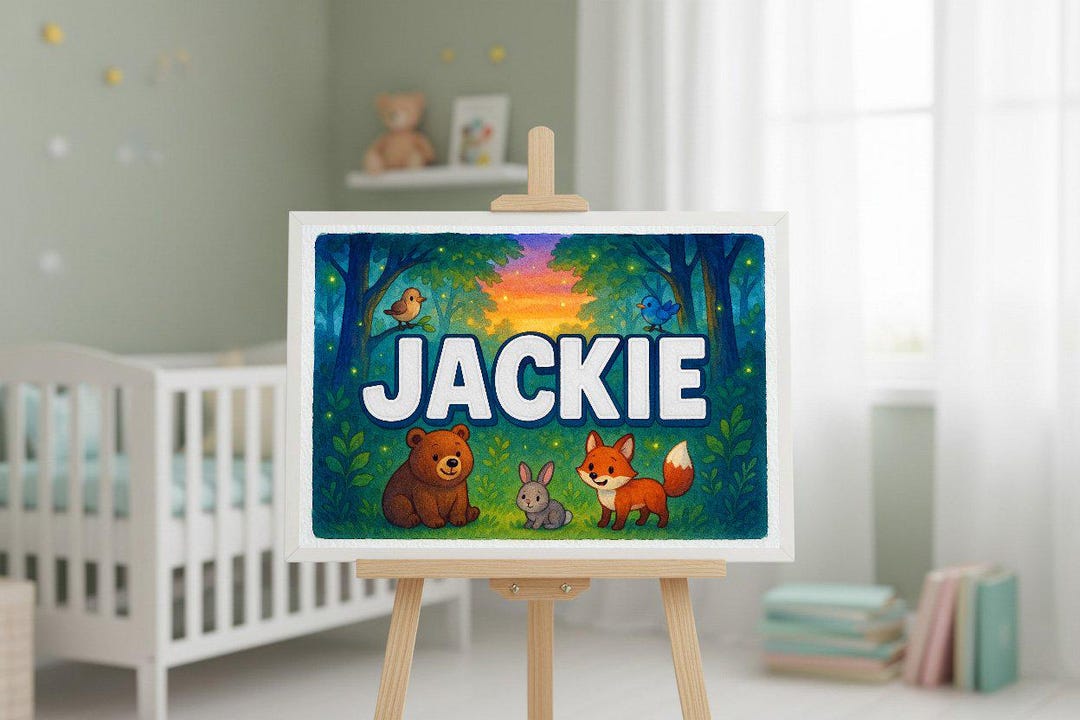 Jackie Name Art - Personalized Woodland Name Art Print - Jackie ...