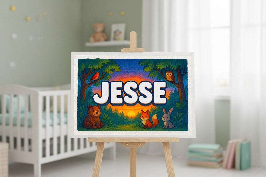 Jesse Name Art - Personalized Woodland Name Art Print: Jesse's Forest ...