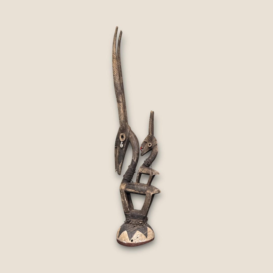 Vintage 45" Chiwara (ci Wara) Headdress, Specifically a Female Figure ...