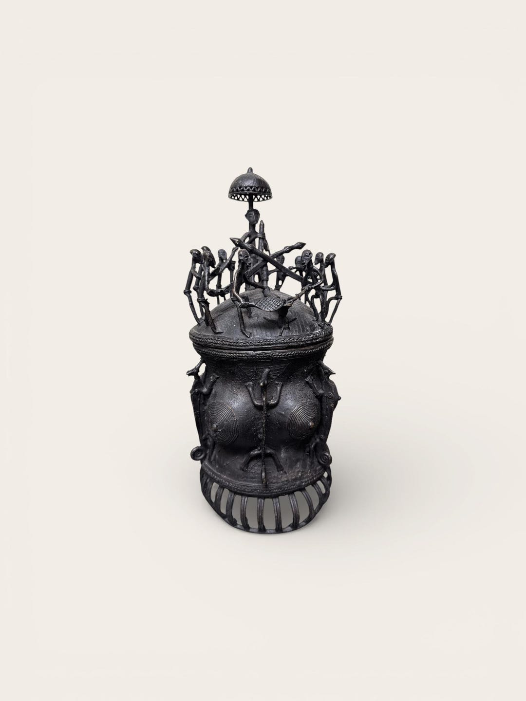 Lg Asante (ashanti) Tribal Benin Bronze Lidded Vessel Known as Kuduo ...
