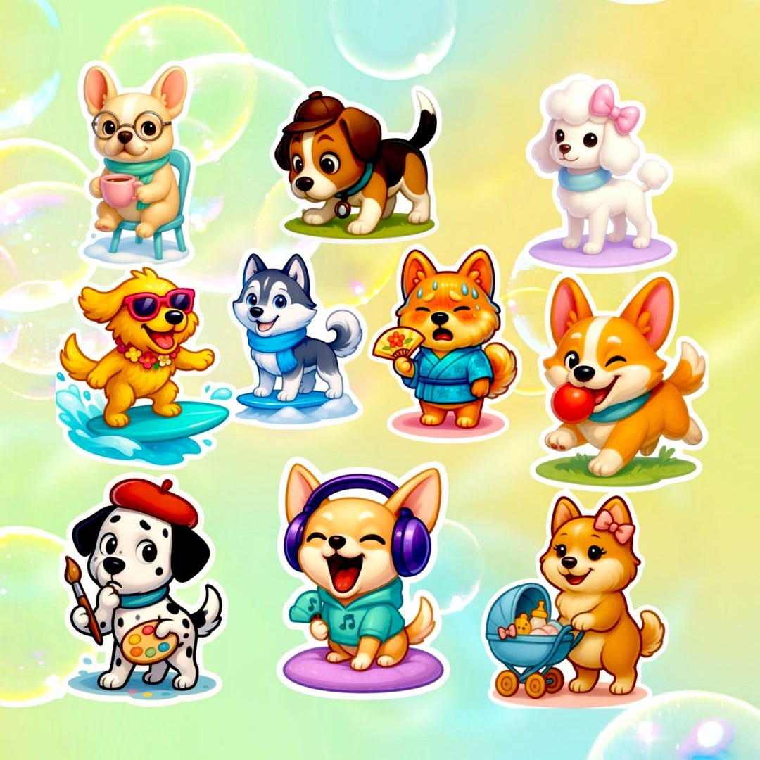 Adorable Puppies Stickers Sheet | Digital Download - Etsy