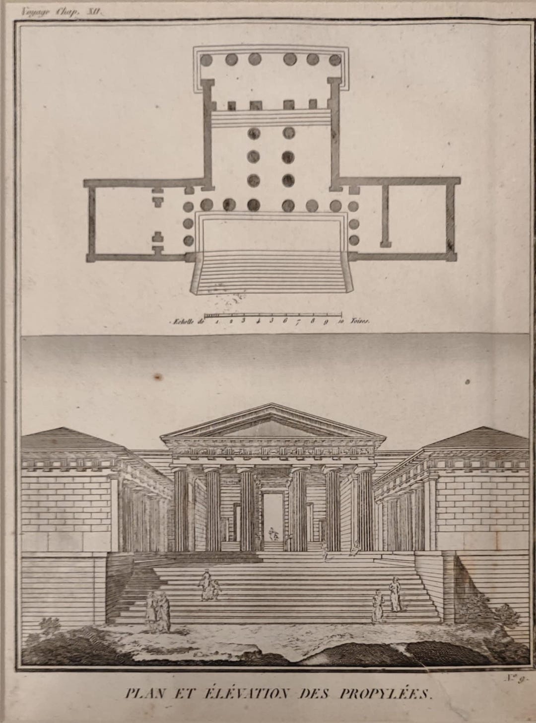 Original 1785 Plan and Elevation of the Propylaea Map, by Barbié Du ...