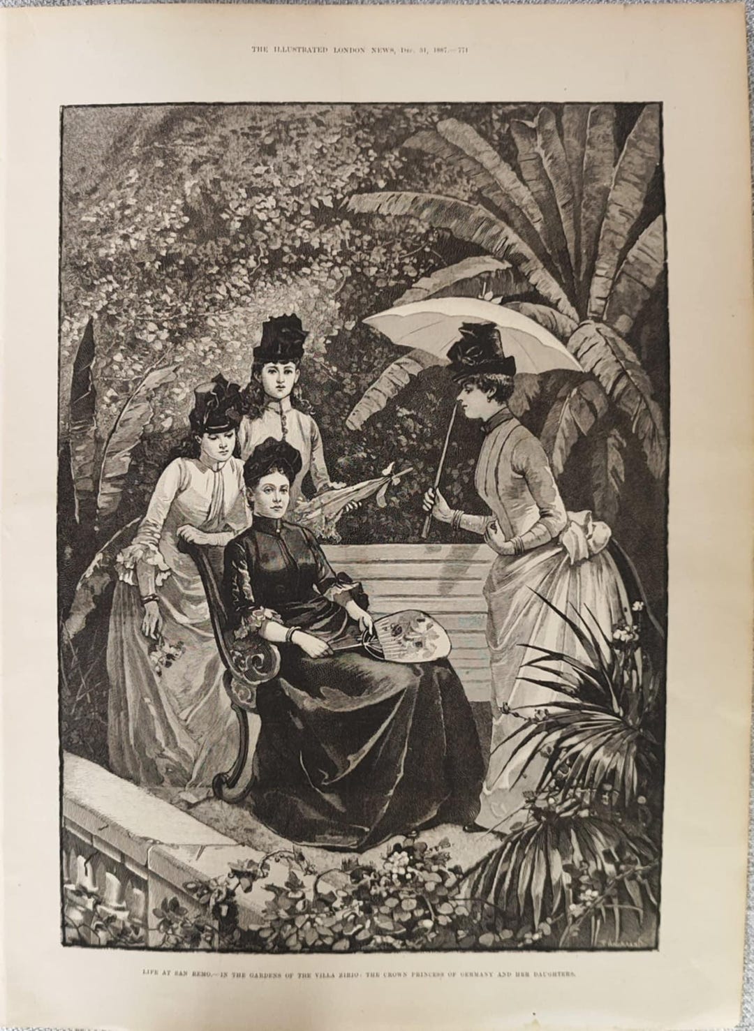 1887 the Crown Princess of Germany, Original Antique Engraving ...