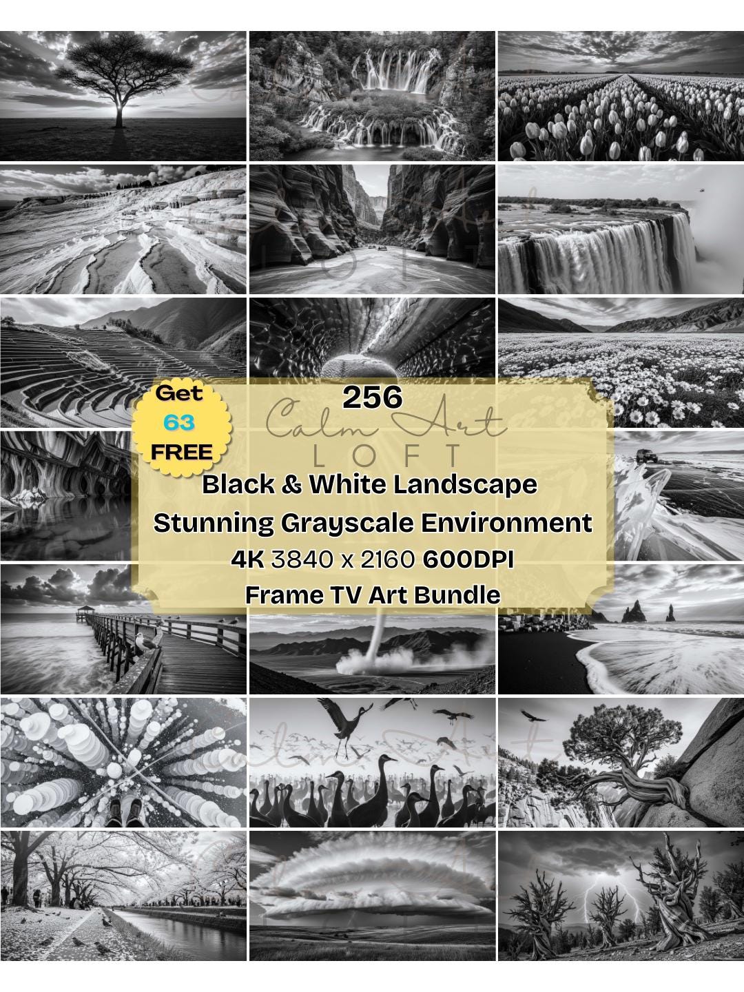Premium Grayscale Landscape Art Bundle Samsung Frametv Vintage Black ...