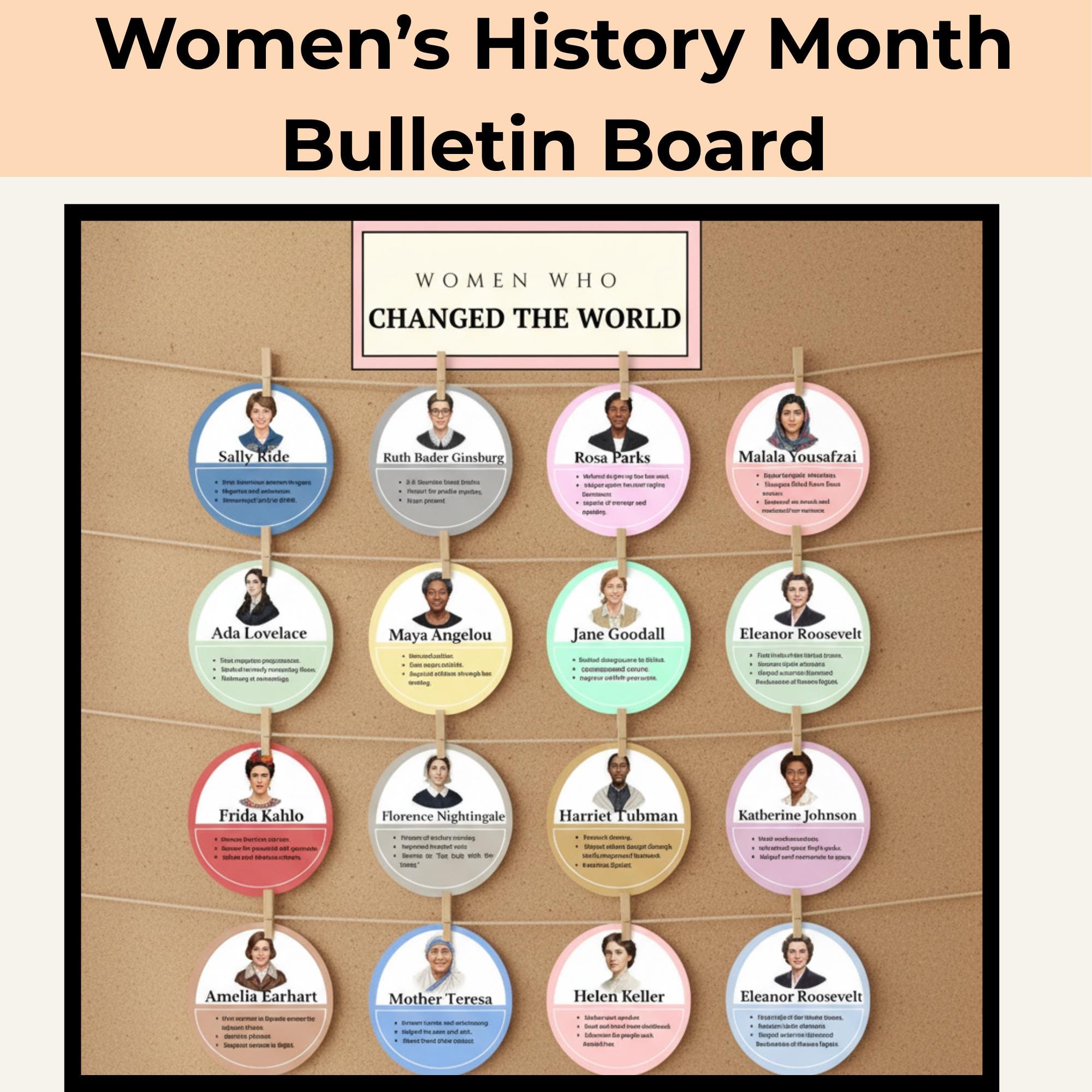 Womens History Month Posters | Bulletin Board Set | 20 Inspiring Women ...