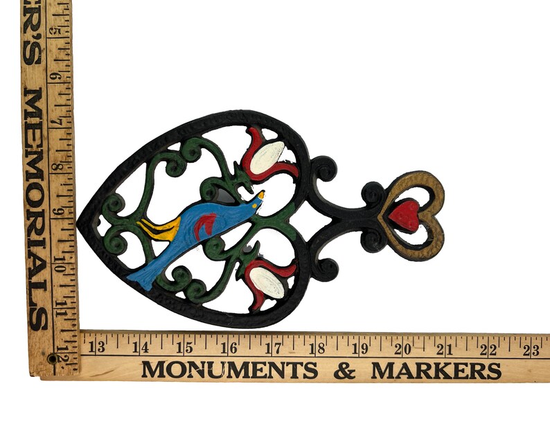 Vintage Trivet Pennsylvania Dutch Birds Heart Black Cast Iron - Etsy