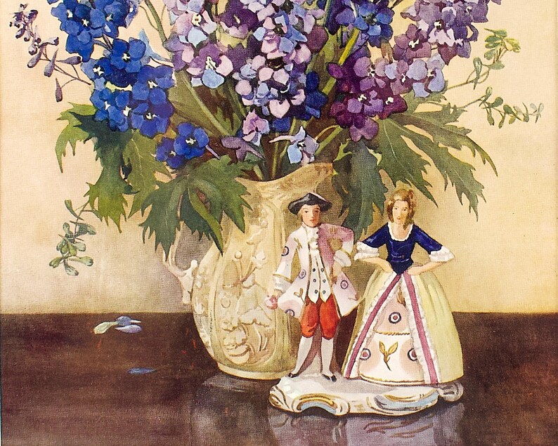 Vintage Floral Still Life Dorcie Sykes Print Lavender Gold | Etsy