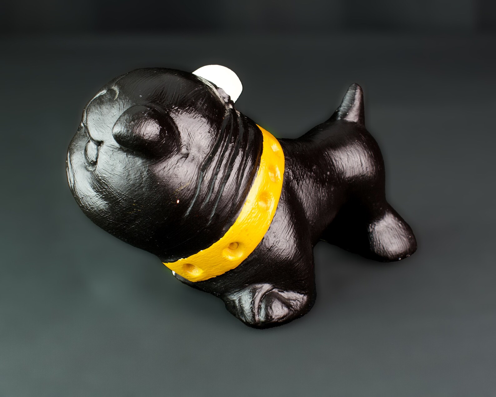 Vintage Chalkware Bulldog DOG Black With Yellow Collar - Etsy