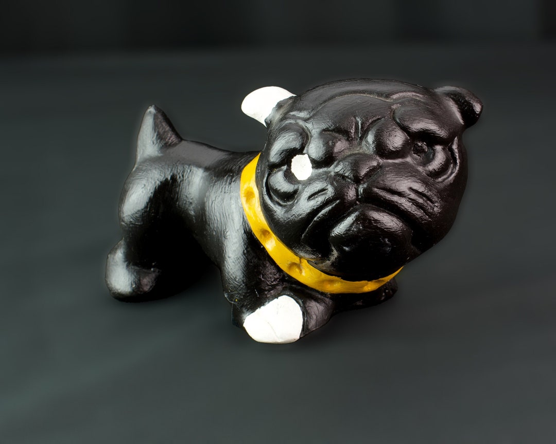 Vintage Chalkware Bulldog DOG Black With Yellow Collar - Etsy