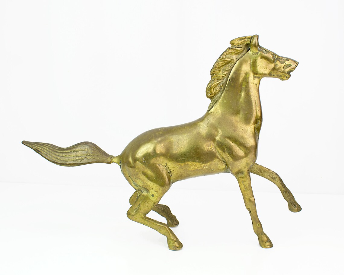 Vintage Brass Horse Paperweight Office Bookshelf MCM - Etsy