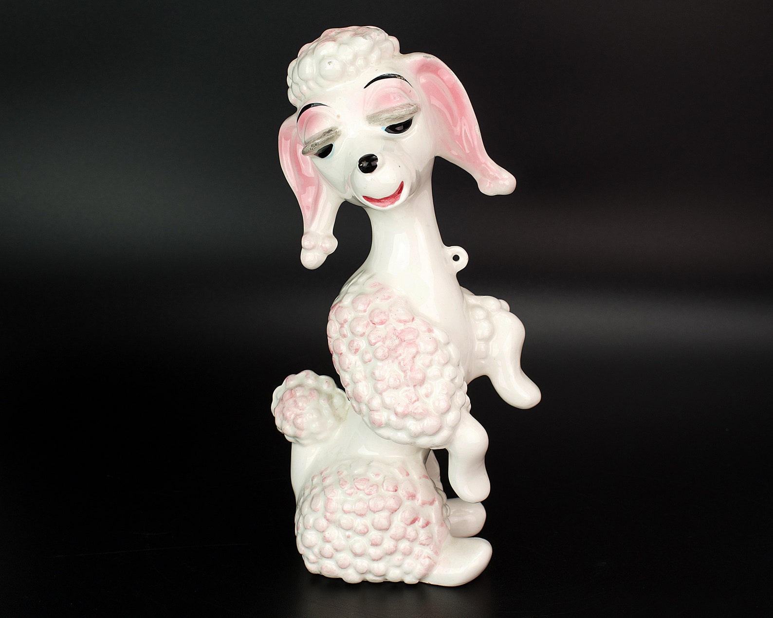 Vintage MCM Poodle White Pink Ceramic Figurine Kreiss and - Etsy