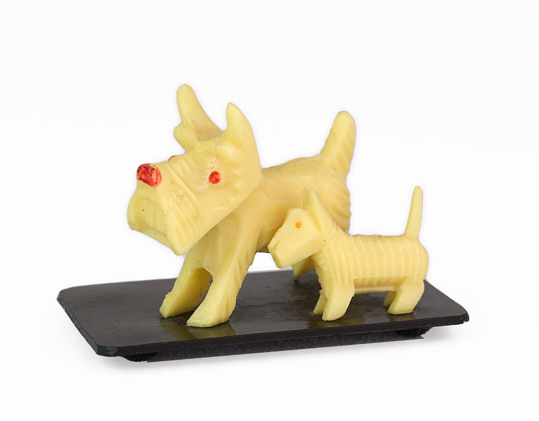 Vintage Small Scotties 2 Plastic Dogs on Platform Made in Japan - Etsy