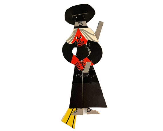 Vintage Halloween Witch Paper Die Cut Ephemera Green 5 Inches - Etsy