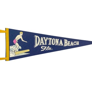Vintage Pennant Daytona Beach Florida Souvenir Travel Tourist Stiff ...