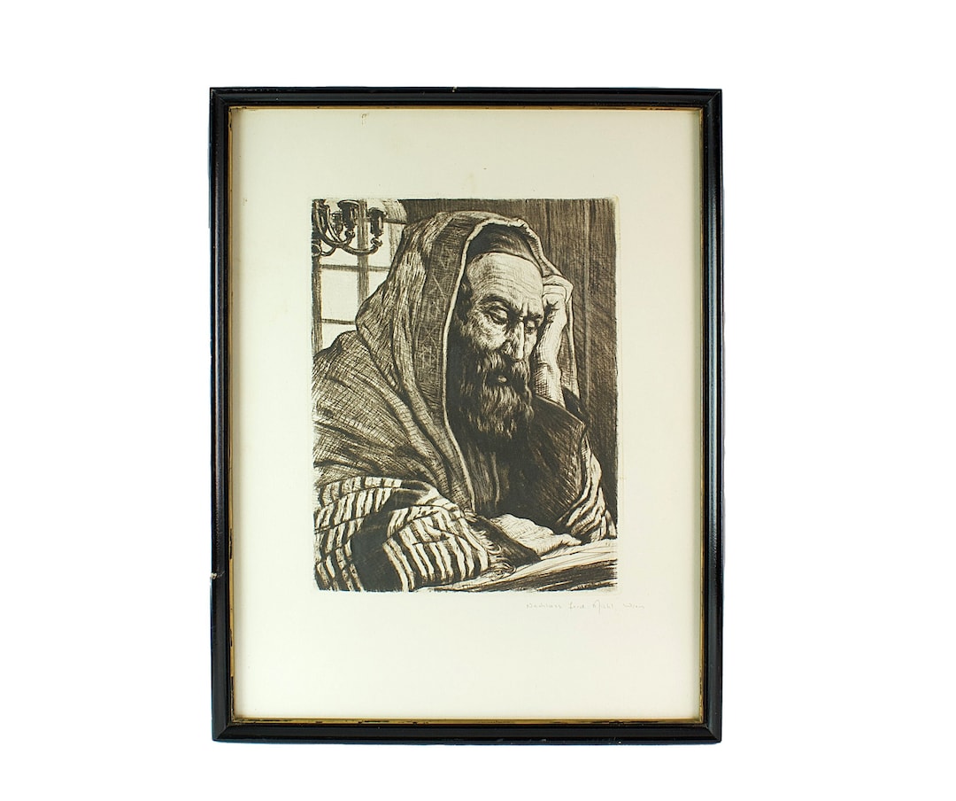 Vintage Rabbi Etching From the Estate of Ferdinand Michl, Vienna Tallis ...