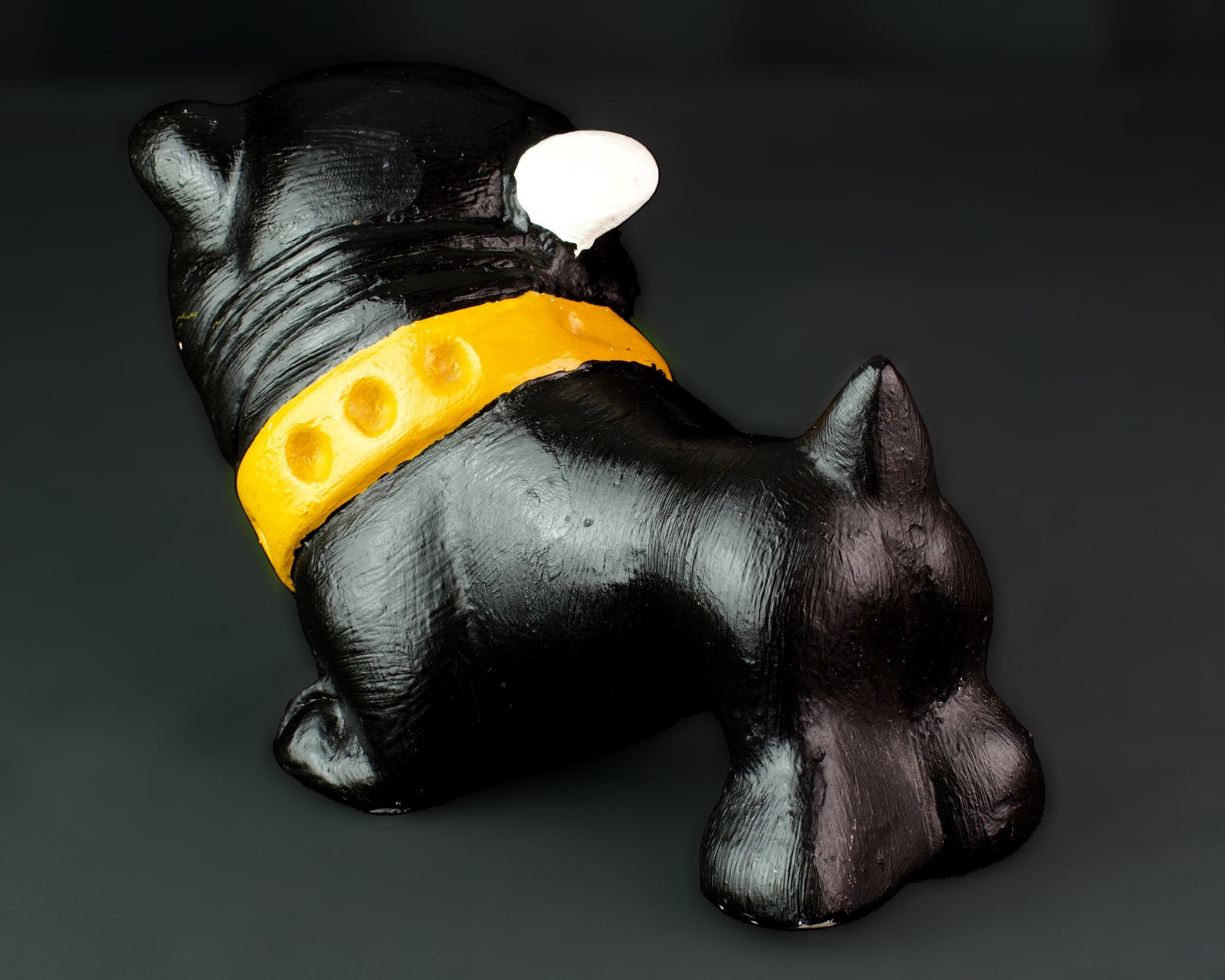 Vintage Chalkware Bulldog DOG Black With Yellow Collar - Etsy