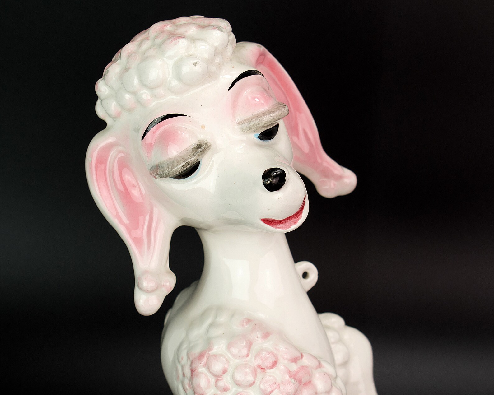 Vintage MCM Poodle White Pink Ceramic Figurine Kreiss and - Etsy