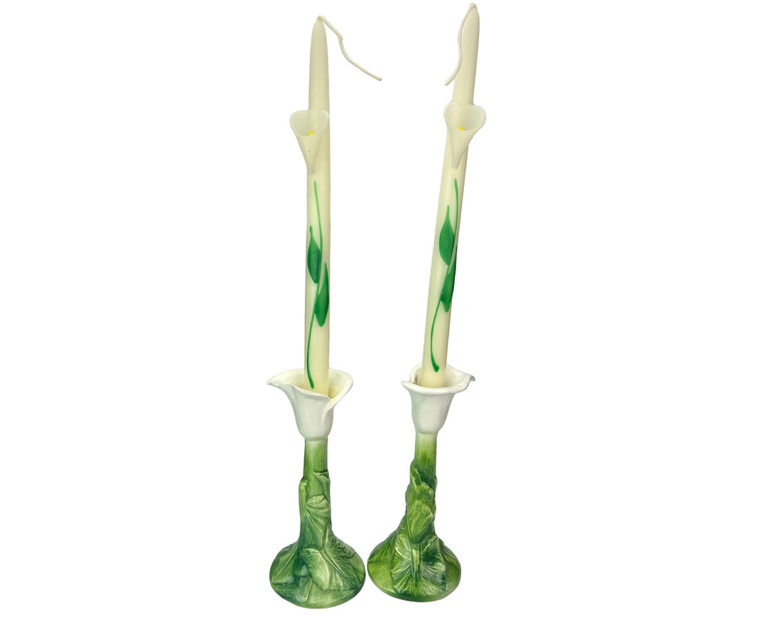 Vintage Calla Lilly Ceramic Candlesticks and Holders Hand Painted in ...